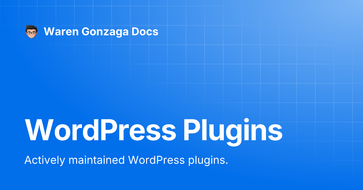 WordPress Plugins | Waren Gonzaga Docs